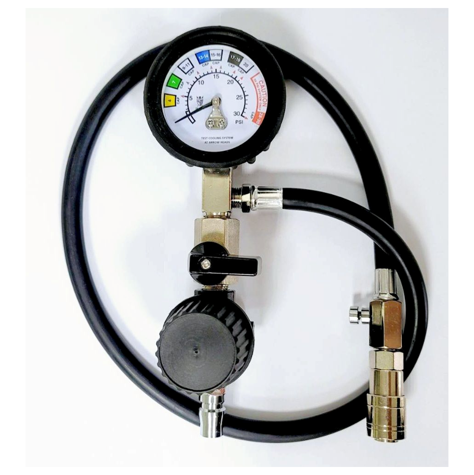 Air powered cooling system pressure tester